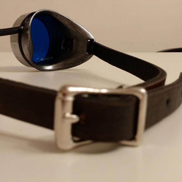 Blue Pearl Goggles in Silver with Leather Strap