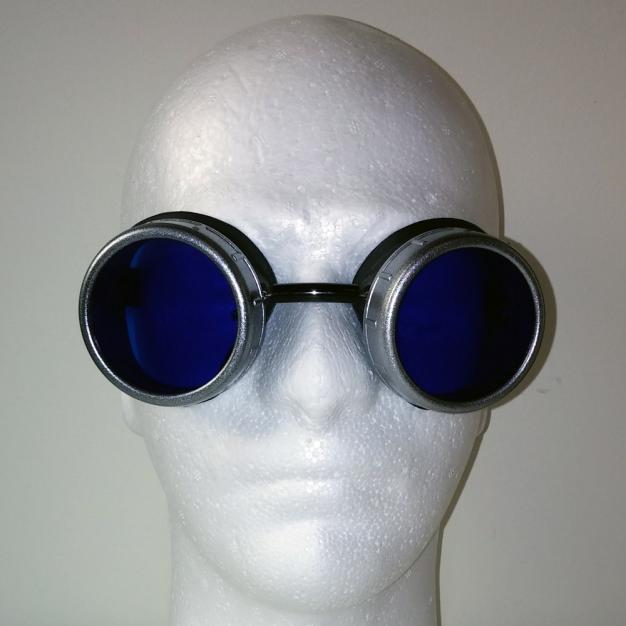 Blue Pearl Goggles in Silver with Leather Strap