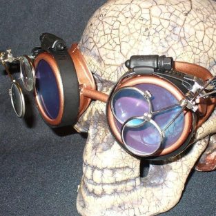 Copper Apocalypse Goggles: Purple Lenses w/ Two Eye Loupes