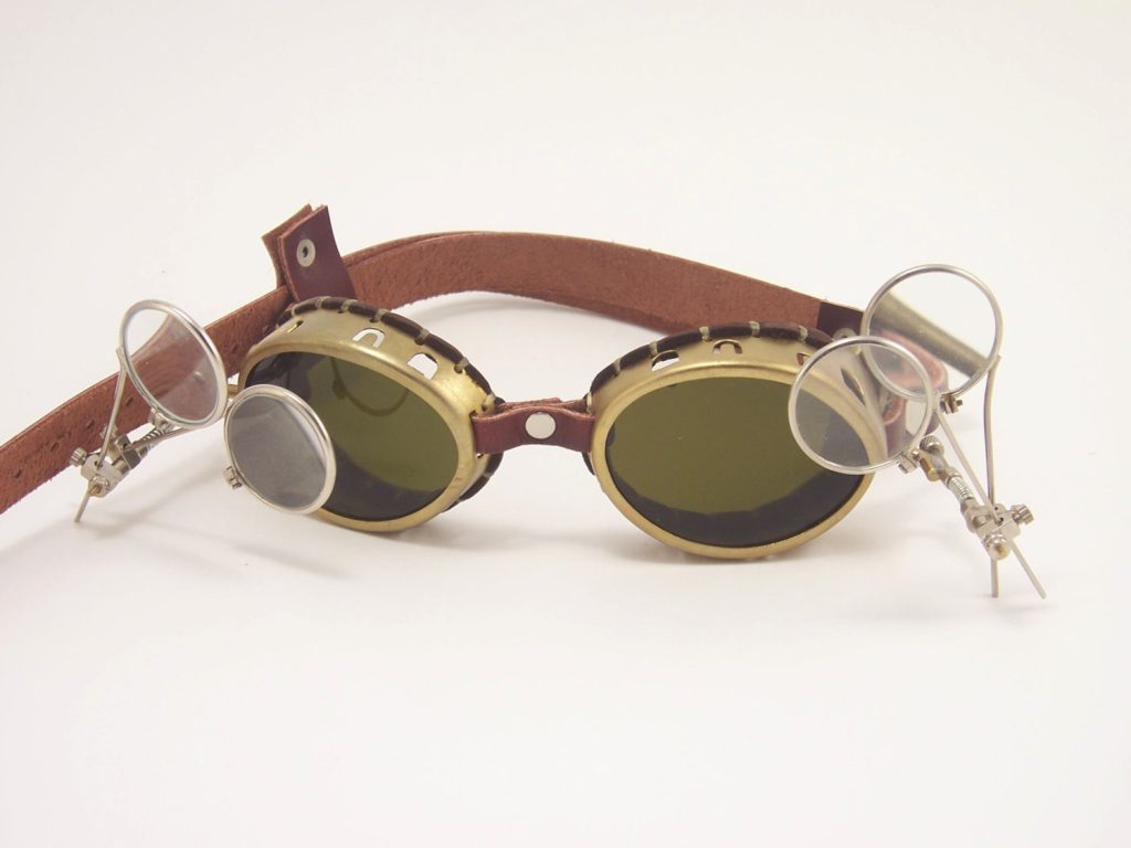 Brass Cosplay Goggles w/ Two Double Eye Loupes