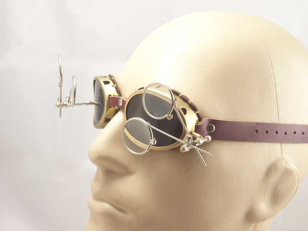 Brass Cosplay Goggles w/ Two Double Eye Loupes