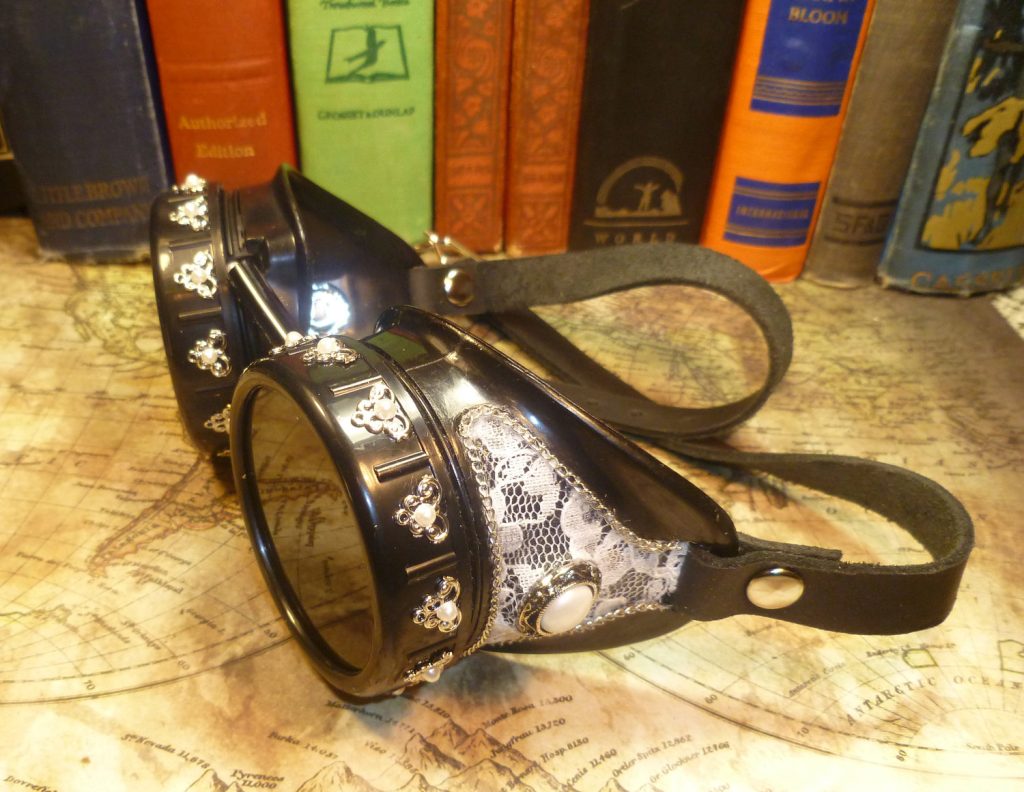 Vintage Lace & Pearl Steampunk Goggles