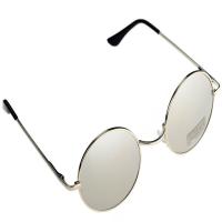 Small Round Sunglasses - Mirror Lenses in Silver